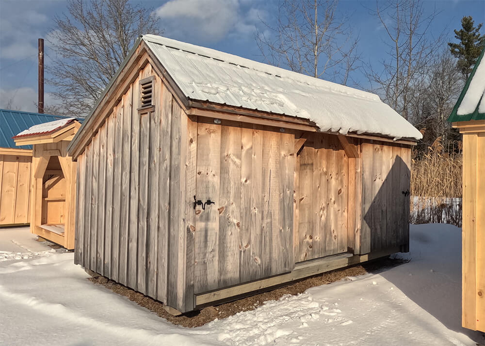 10x16 Three Sled Shed | Fully Assembled Shed with Sliding Doors