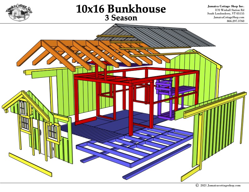 Bunk House 10x16 3-Season Pre-Cut Kit • Jamaica Cottage Shop