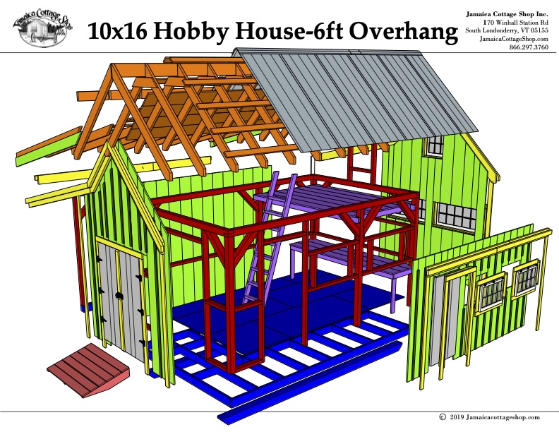 Hobby House 10x16 with 6' Overhang Pre-Cut Kit • Jamaica Cottage Shop