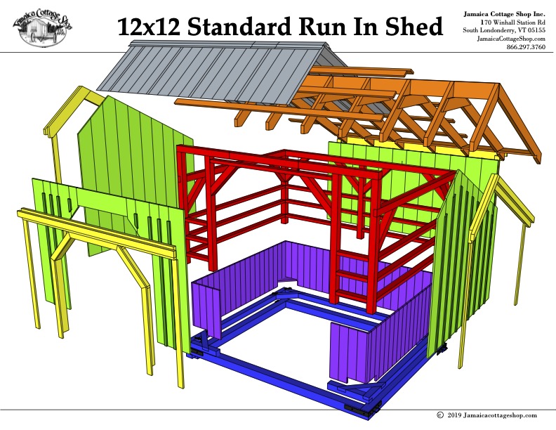 Run-In Shed 12x12 Pre-Cut Kit • Jamaica Cottage Shop