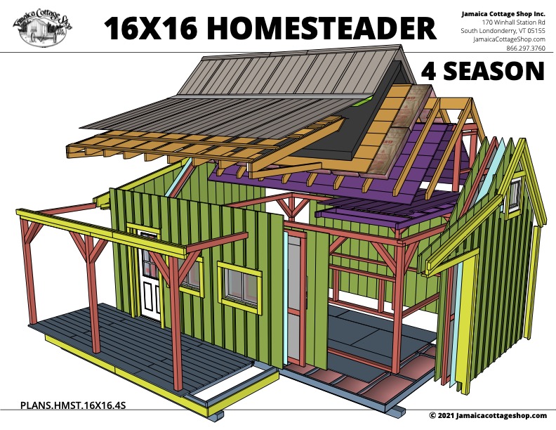 Homesteader 16x16 4-Season Pre-Cut Kit • Jamaica Cottage Shop