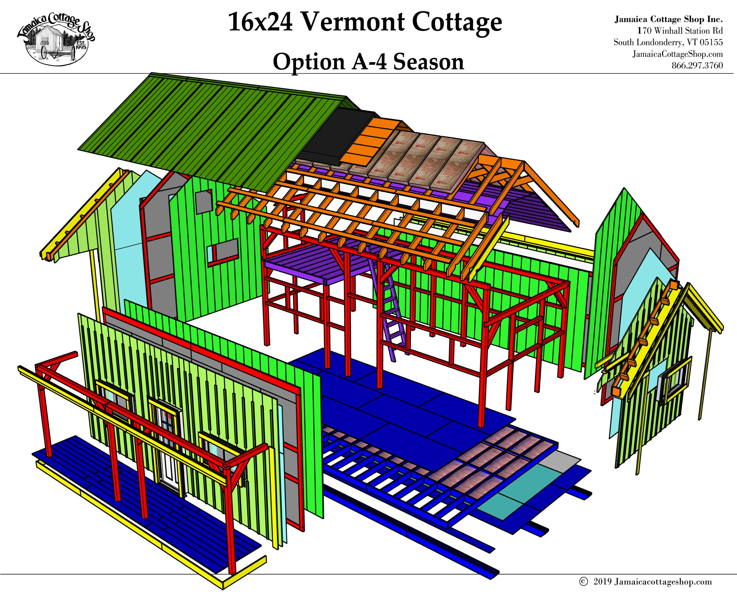 16x24 Vermont Cottage A 4-Season Pre-Cut Kit | Tiny Houses