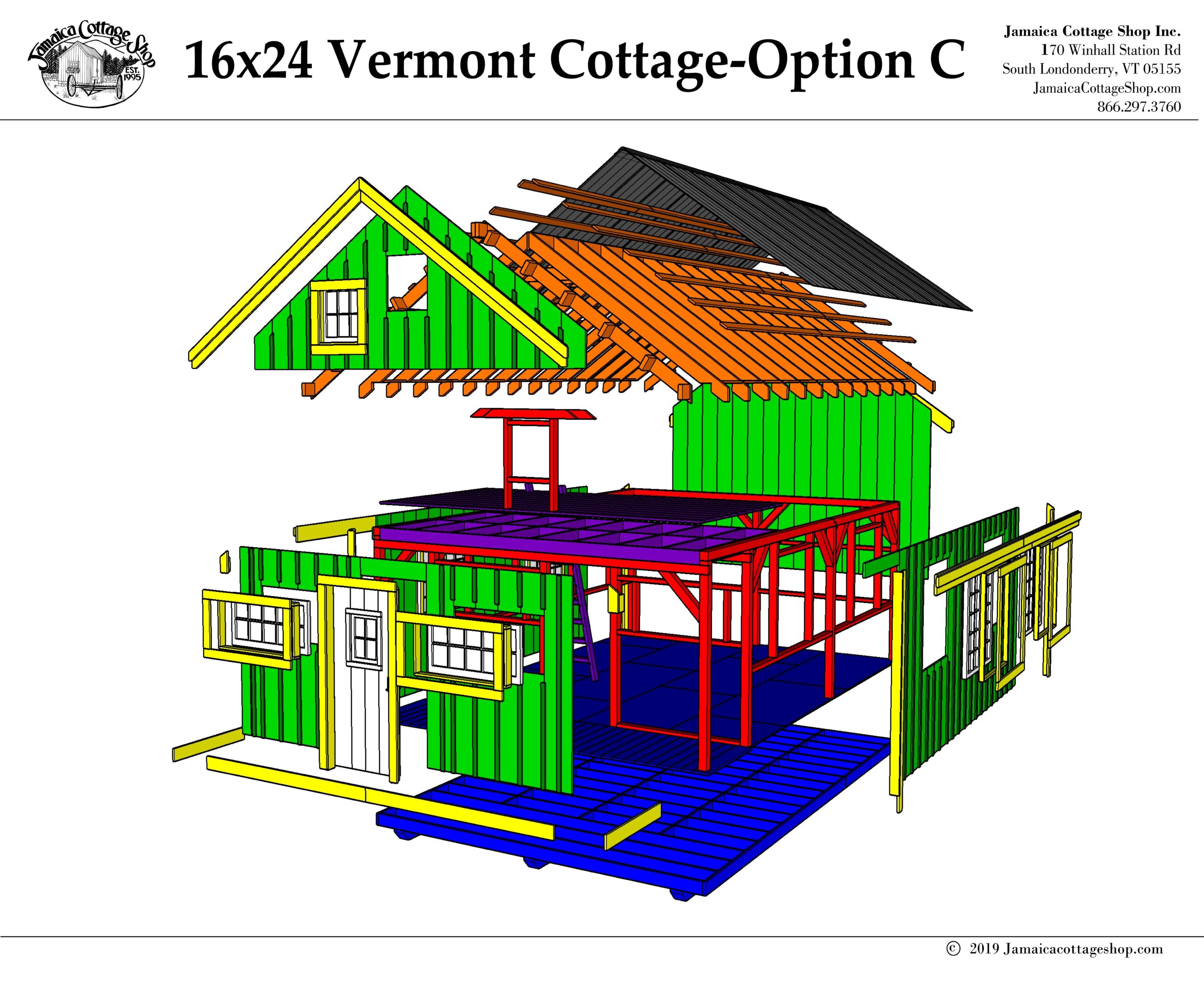 Vermont Cottage C 16x24 Pre-Cut Kit • Jamaica Cottage Shop