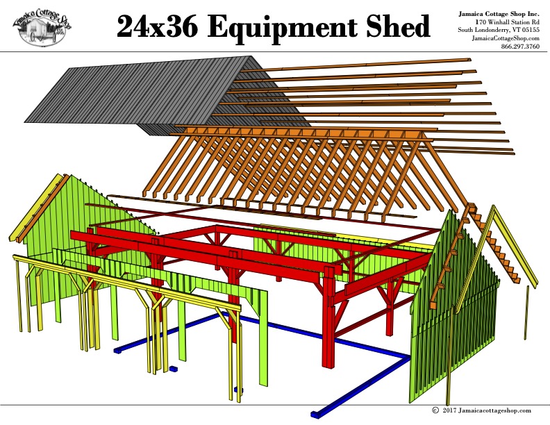 Equipment Shed 24x36 Pre-Cut Kit • Jamaica Cottage Shop