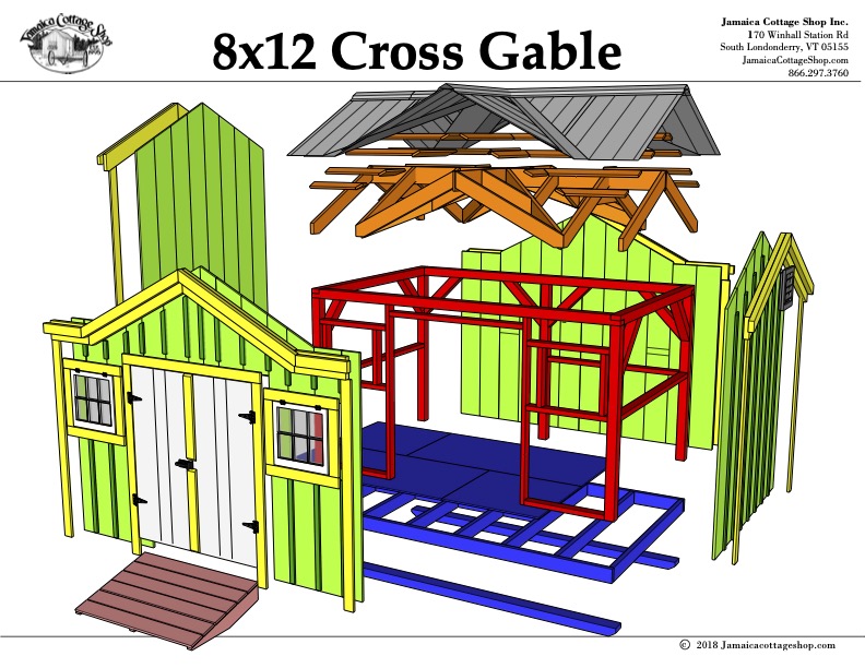 Cross Gable 8x12 Pre-Cut Kit • Jamaica Cottage Shop