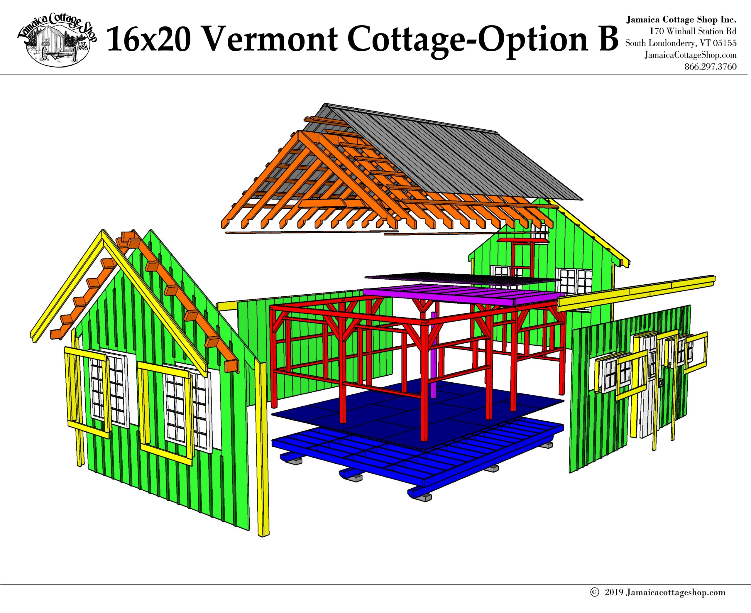 Vermont Cottage B 16x20 Pre-Cut Kit • Jamaica Cottage Shop
