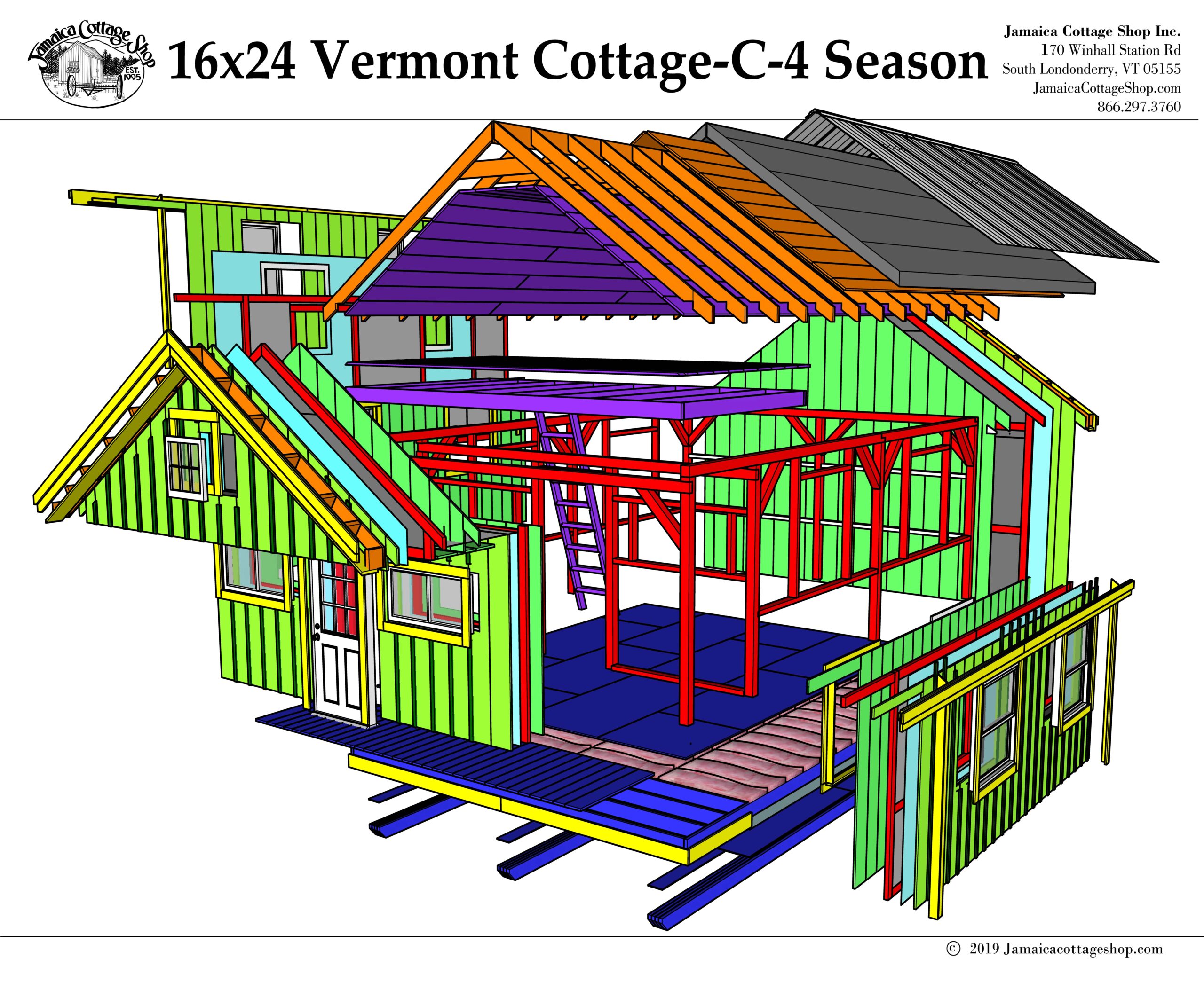 16x24 Vermont Cottage C 4-Season Pre-Cut Kit | Pool Houses