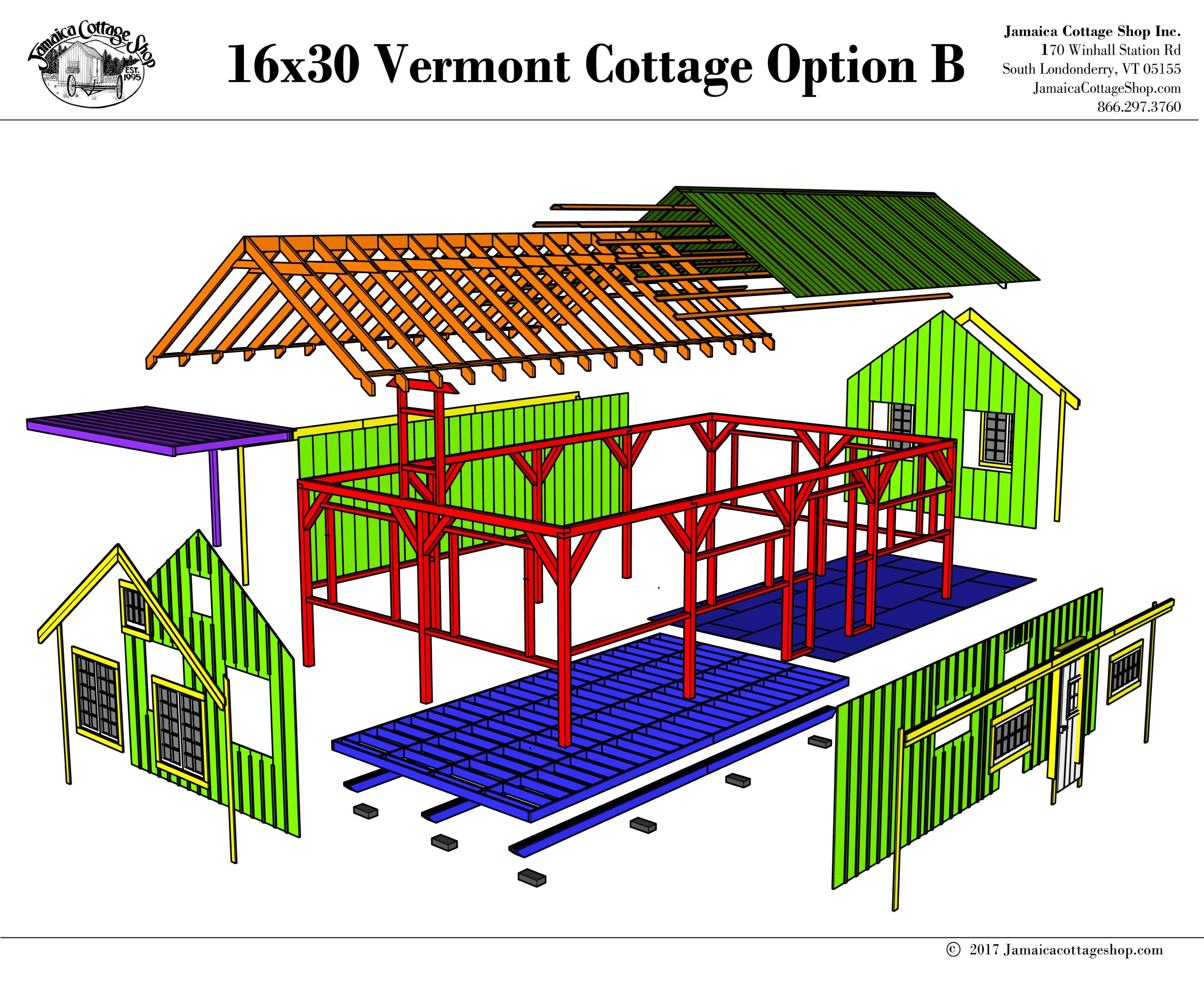 Vermont Cottage B 16x30 Pre-Cut Kit • Jamaica Cottage Shop
