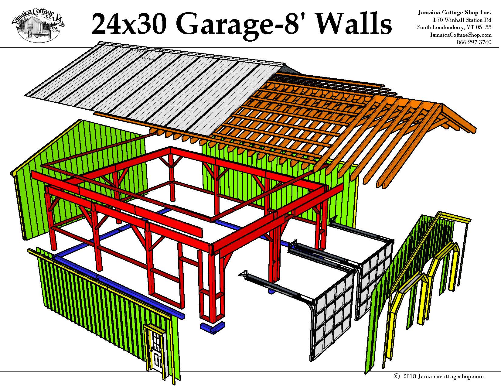 24x30 Simple Garage Shell Pre-Cut Kit | Garage Workshop Kits