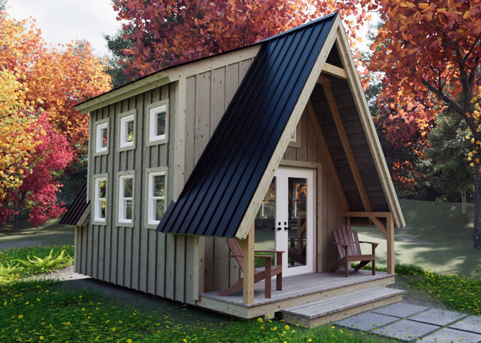 A-Frame with Shed Dormers 12x20 4-Season Pre-Cut Kit • Jamaica Cottage Shop