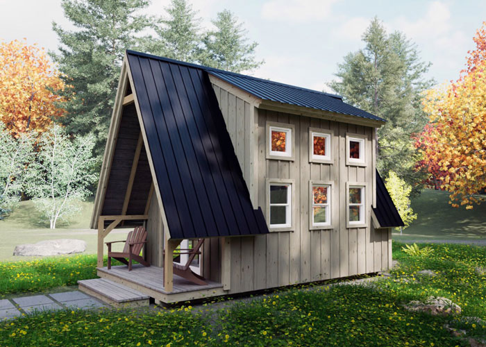 A-Frame with Shed Dormers 12x20 4-Season Pre-Cut Kit • Jamaica Cottage Shop