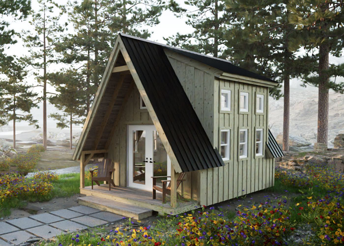 A-Frame with Shed Dormers 12x20 4-Season Pre-Cut Kit • Jamaica Cottage Shop